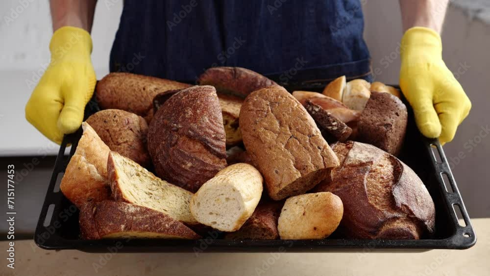 Unsold bread waste reduction. Food industries waste. Recycling bread ...