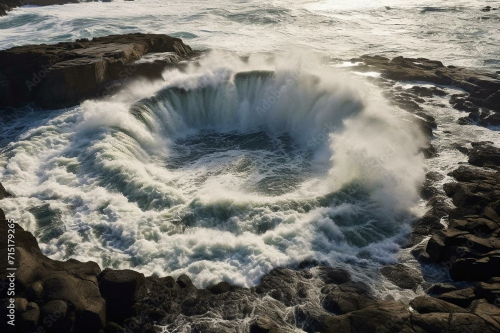 Opposing waves clash during tidal changes, creating powerful whirlpools ...