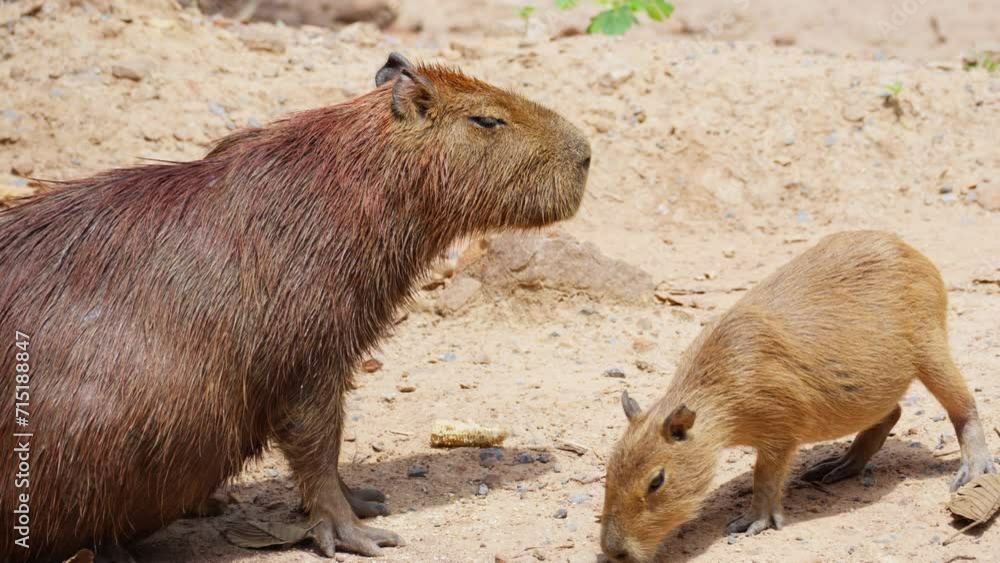 Capybara (Hydrochoerus hydrochaeris) at Zoo. Capybara is the largest ...