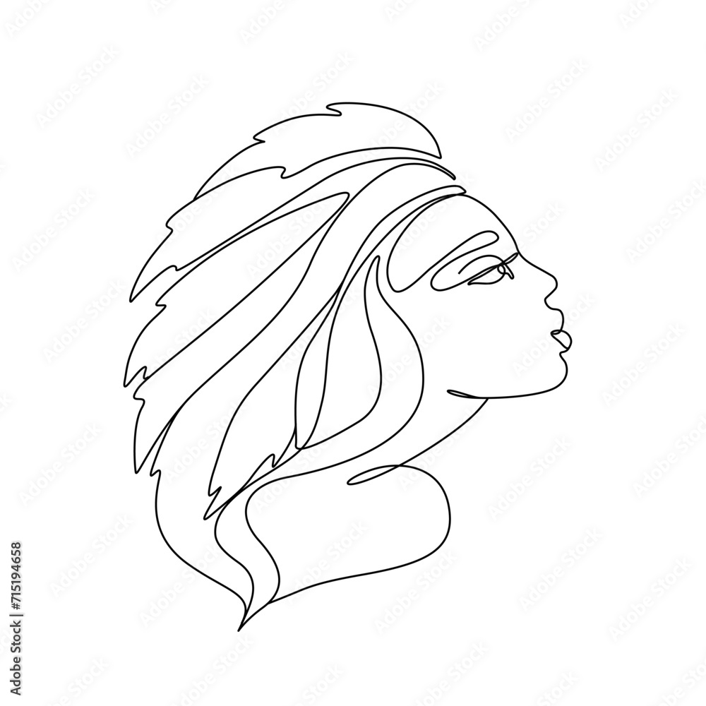 Woman profile abstract portrait, continuous line drawing, tattoo, print ...