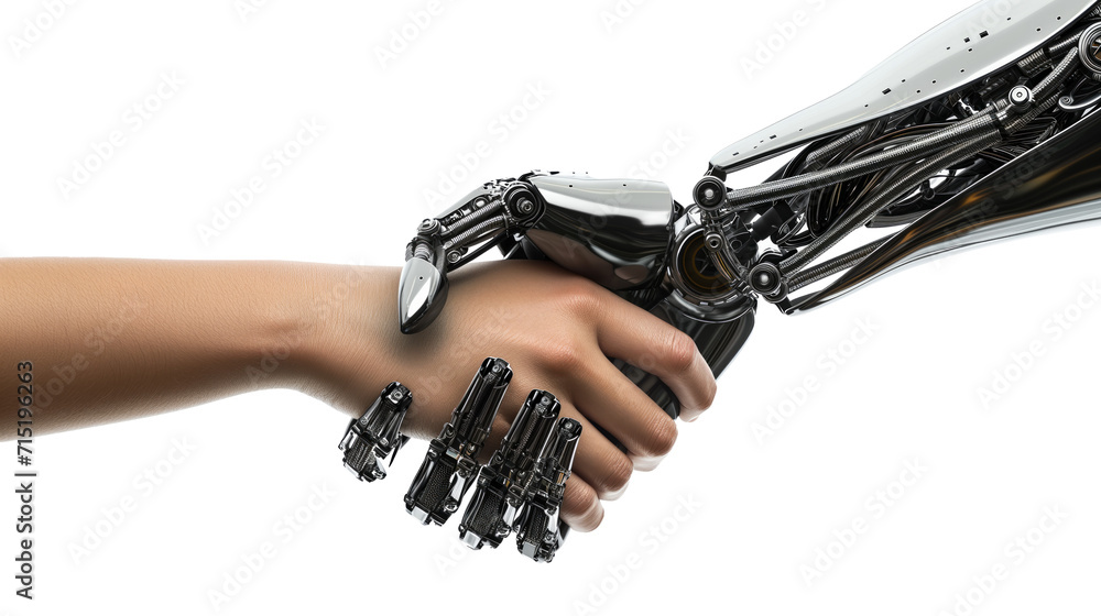 Human and Robot shanking Hand isolated on white background. Png and ...
