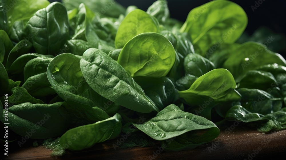 Foto de An elegant plating of creamy spinach, its vibrant green leaves ...