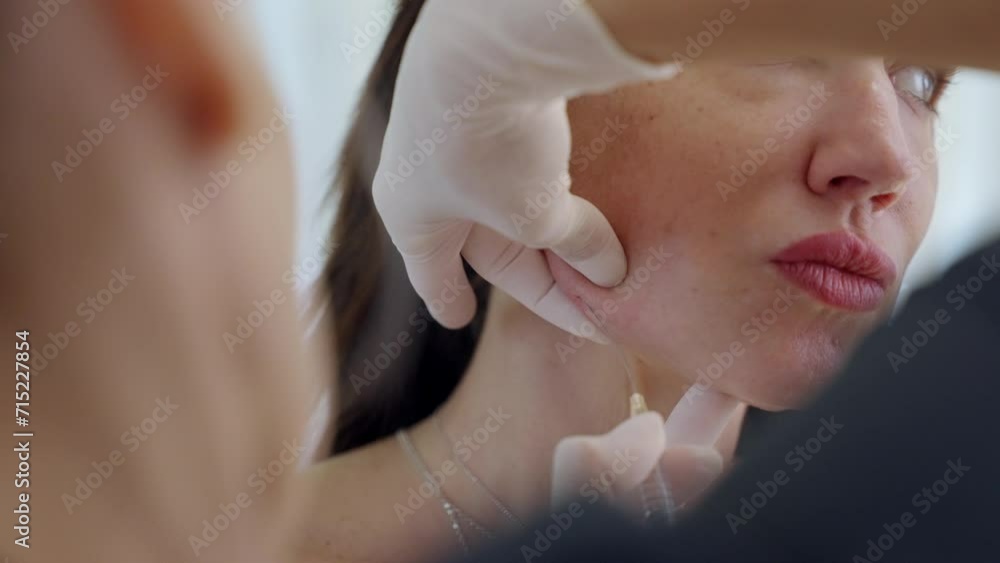 Chin filler injection. Woman youth. Non-surgical lifting for beauty and ...
