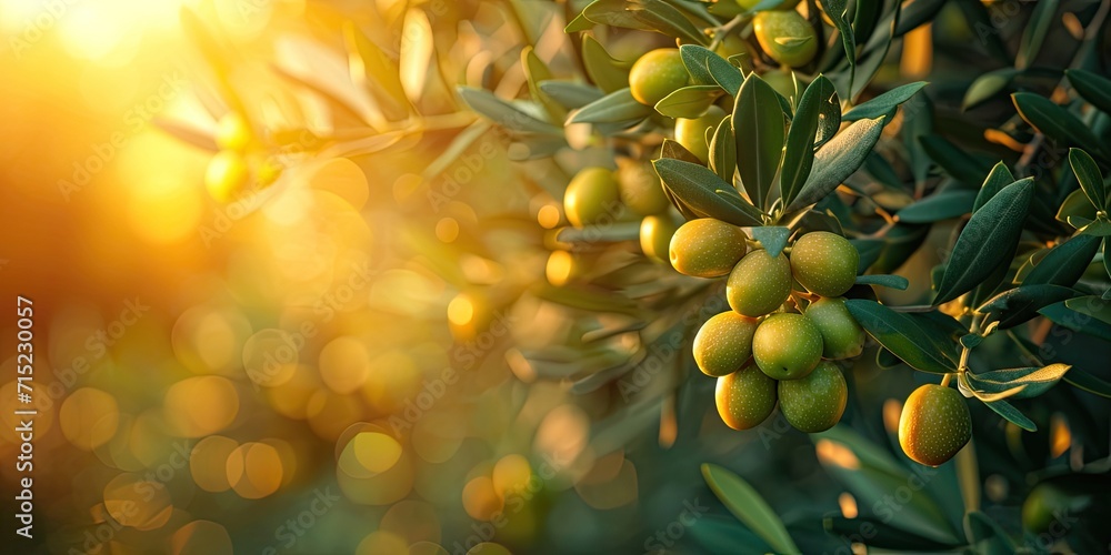 Organic olive oil from green nature agricultural freshness in leaves ...