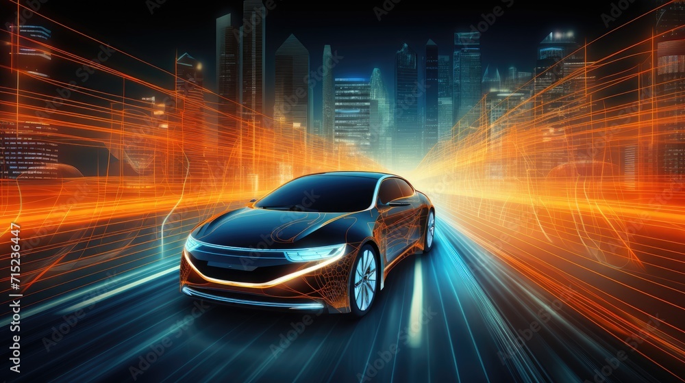 Artificial intelligence in autonomous vehicles solid background Stock ...