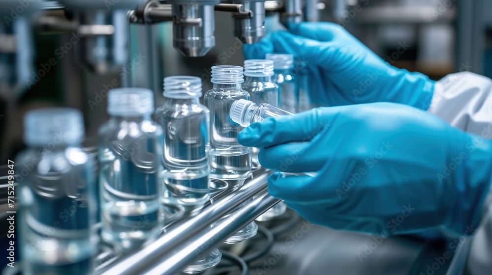 Gloved Hand Transforms Chemicals into Quality Medical Vials in ...