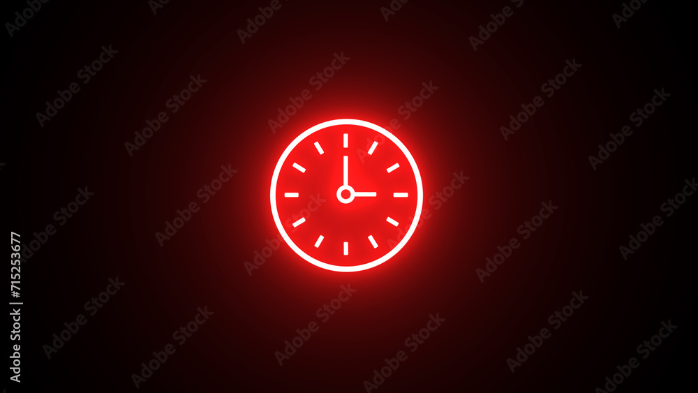 Glowing clock icon. Clock, time. neon Time or Clock icon. Line clocks ...