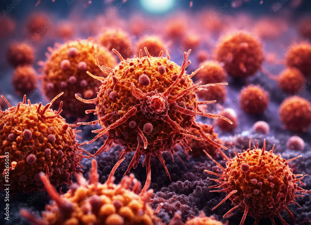 Dangerous cells of a deadly virus. Danger of a pandemic for humanity ...