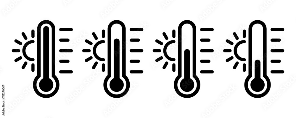 Temperature icon set. Temperature scale icon symbol. Weather sign ...