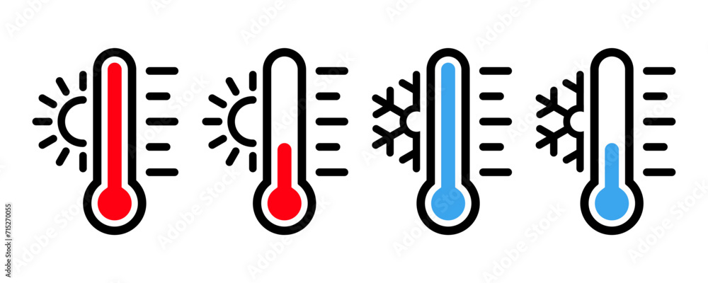 Temperature icon set. Temperature scale icon symbol. Weather sign ...