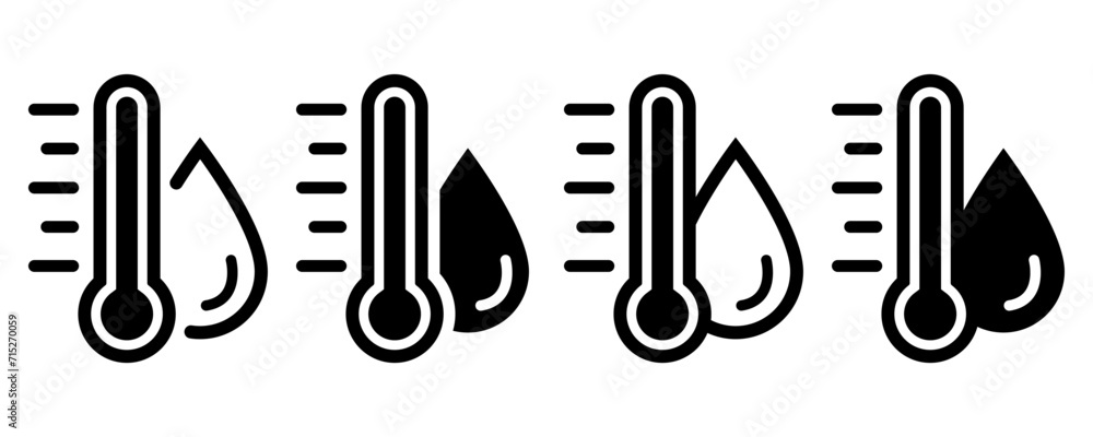 Temperature icon set. Temperature scale icon symbol. Weather sign ...