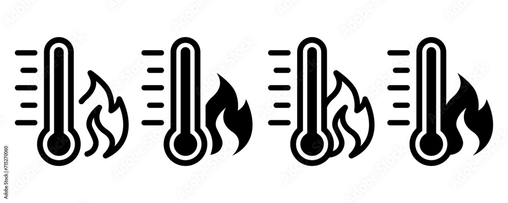 Temperature icon set. Temperature scale icon symbol. Weather sign ...