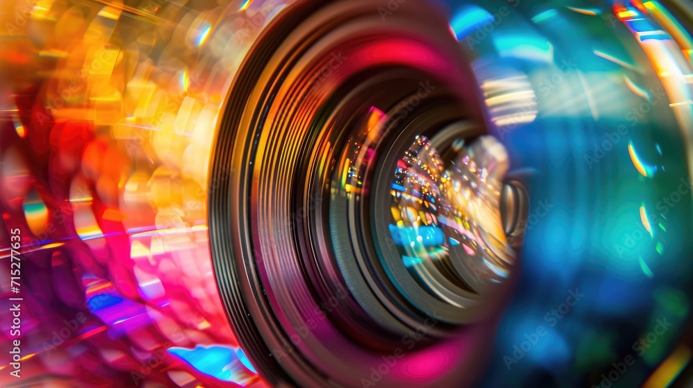 Camera lens reflection creating a stunning rainbow-like spectrum of ...