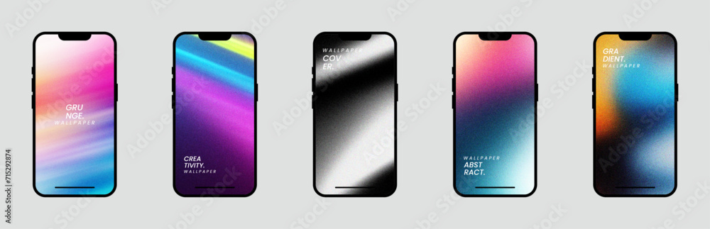 Premium mobile phone smart screen gradient wallpaper with five ...