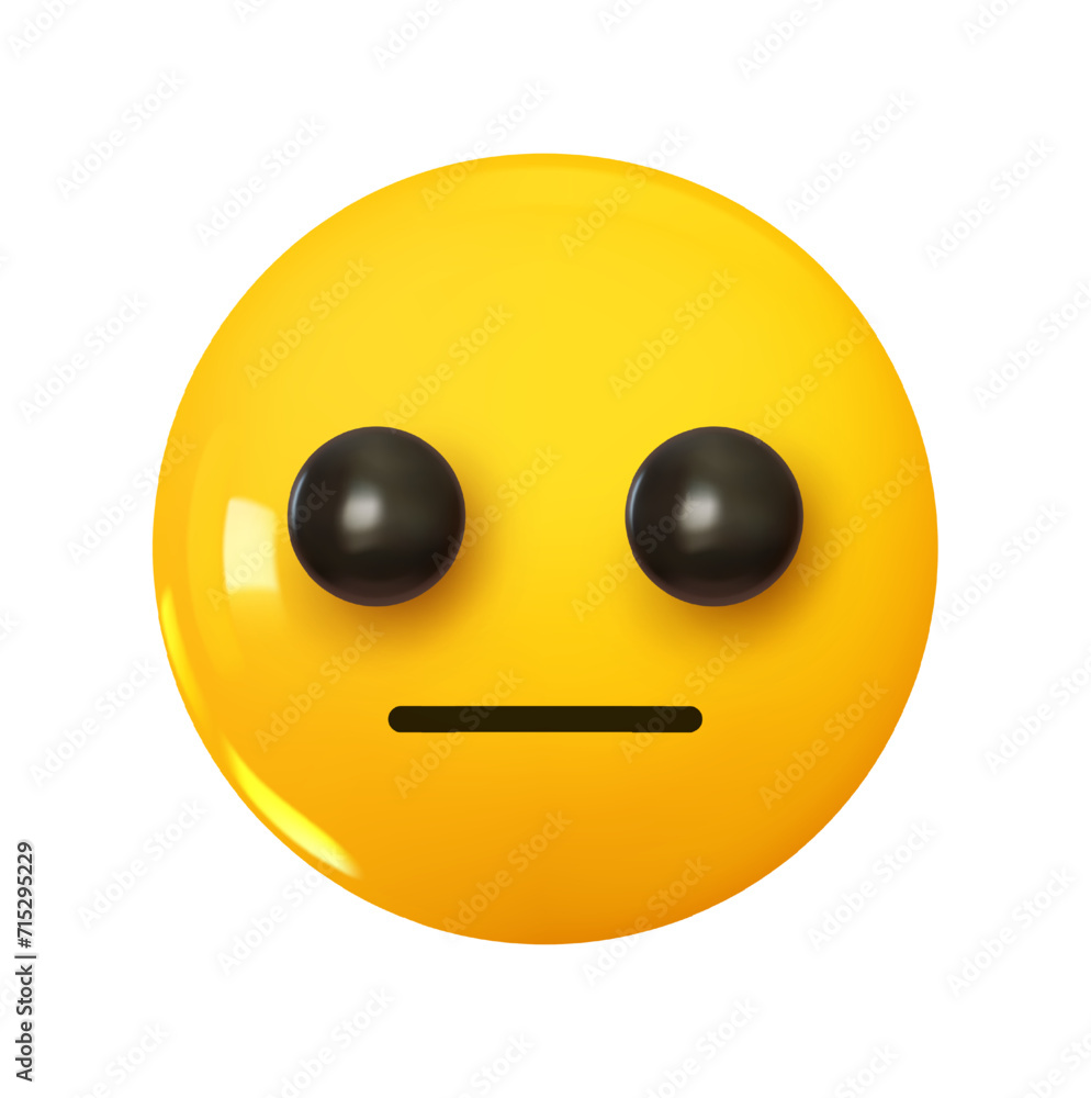 Confused Face Emoji. Emotion 3d cartoon icon. Yellow round emoticon ...