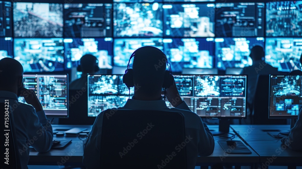 High-Tech Security Operations Center Monitoring Cyber Threats Stock ...