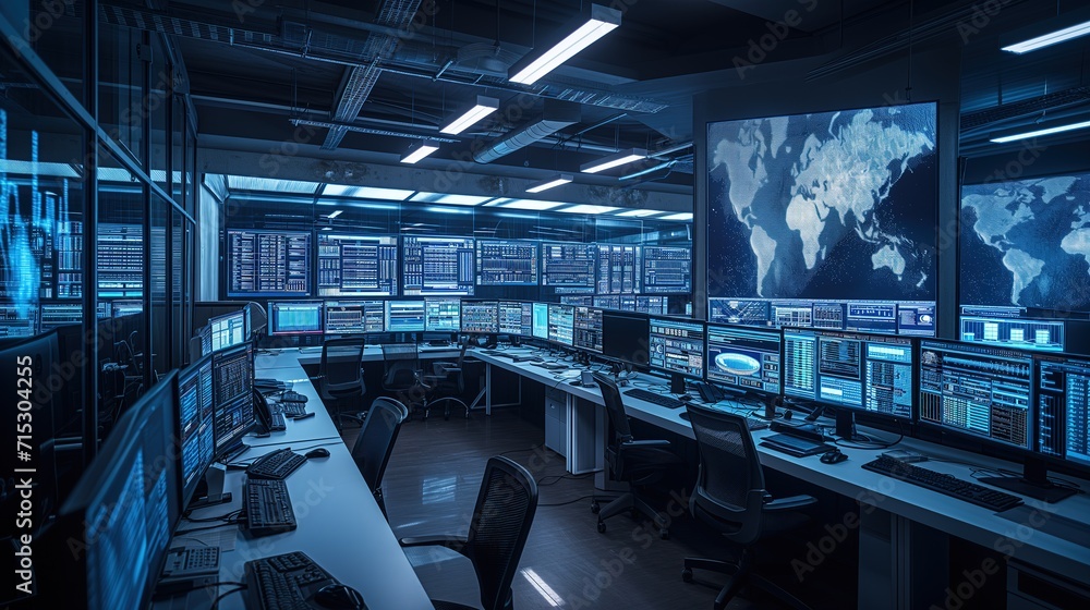 High-Tech Security Operations Center Monitoring Cyber Threats Stock ...