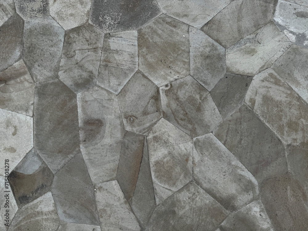 Close up photo of random cut cobble stone slab, natural grey and dark ...