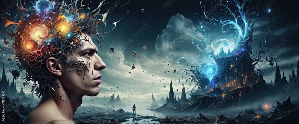 Chaotic thoughts, Tangled thoughts, anxiety and depression, Abstract ...