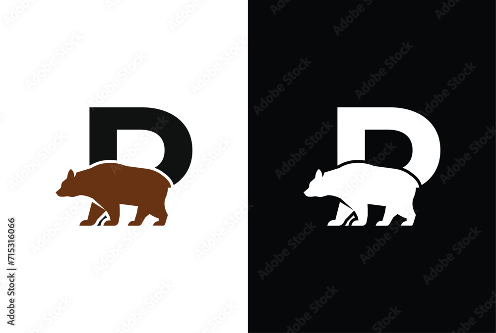 Initial P Bear logo. Bear Abstract P letter with bear logo design and ...