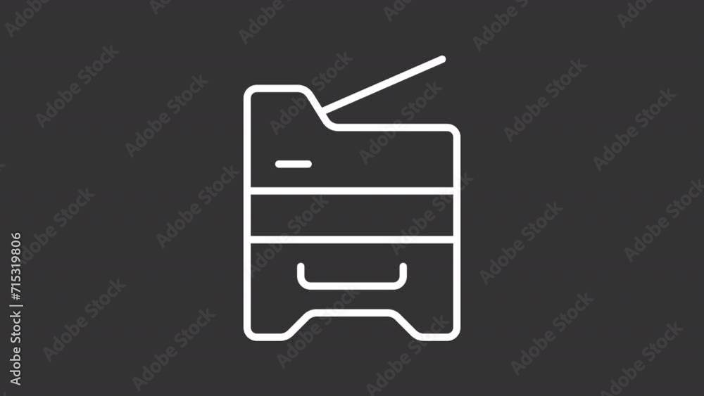 Animated photocopier white icon. Copying document line animation. Copy ...
