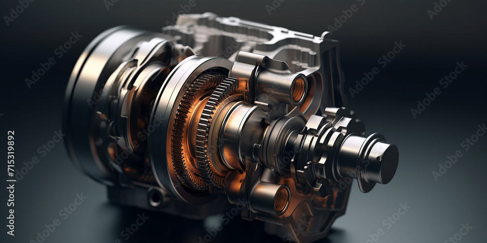 gearbox selector seen from above on black background with empty area ...