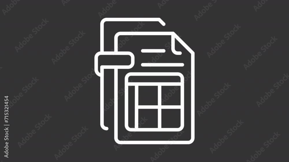 Animated spreadsheet white icon. Digital file line animation. Table ...