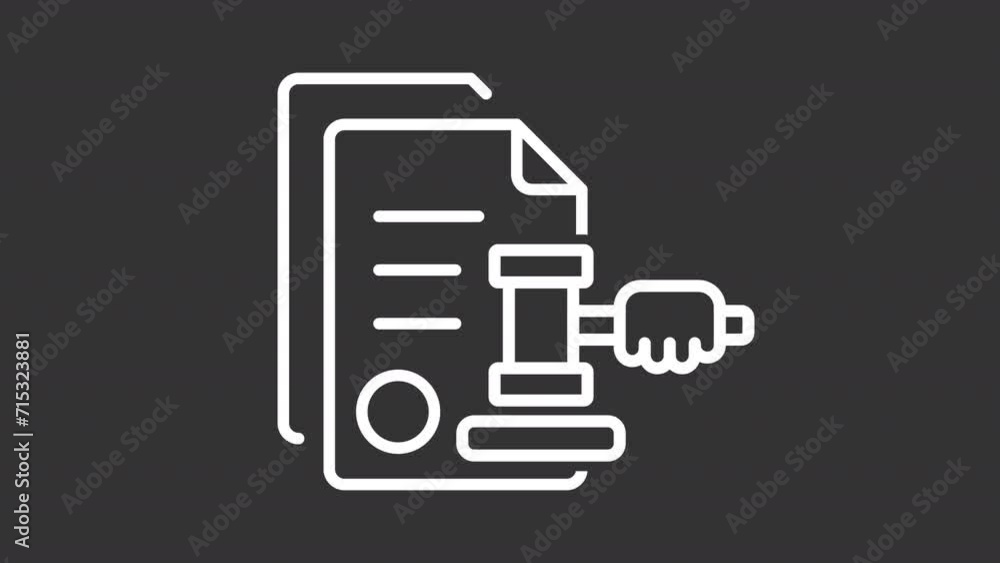 Vidéo Stock Animated official papers white icons. Contracts line ...