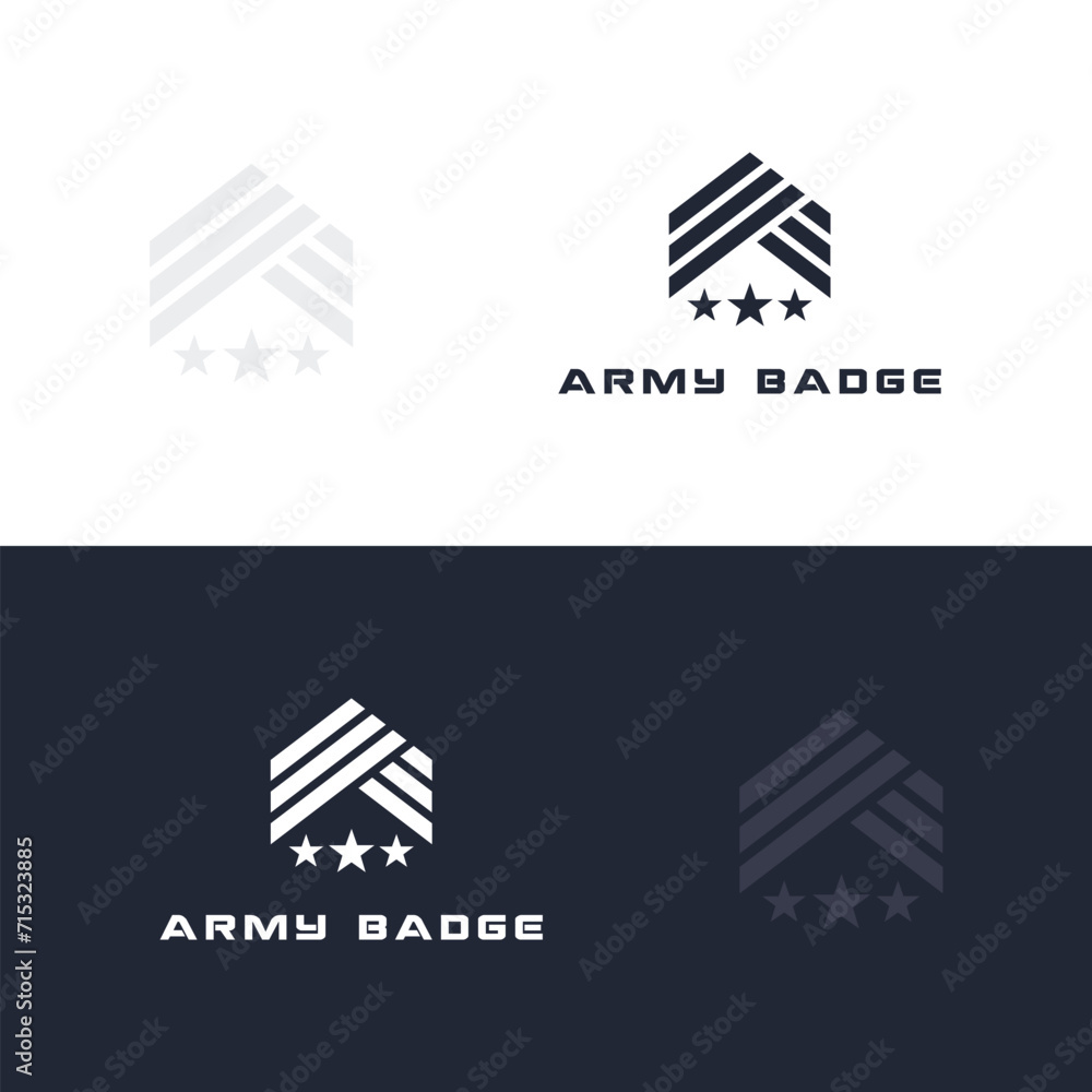 Army badge logo design, Symbol, Pictorial stars logo, Vector brand logo ...