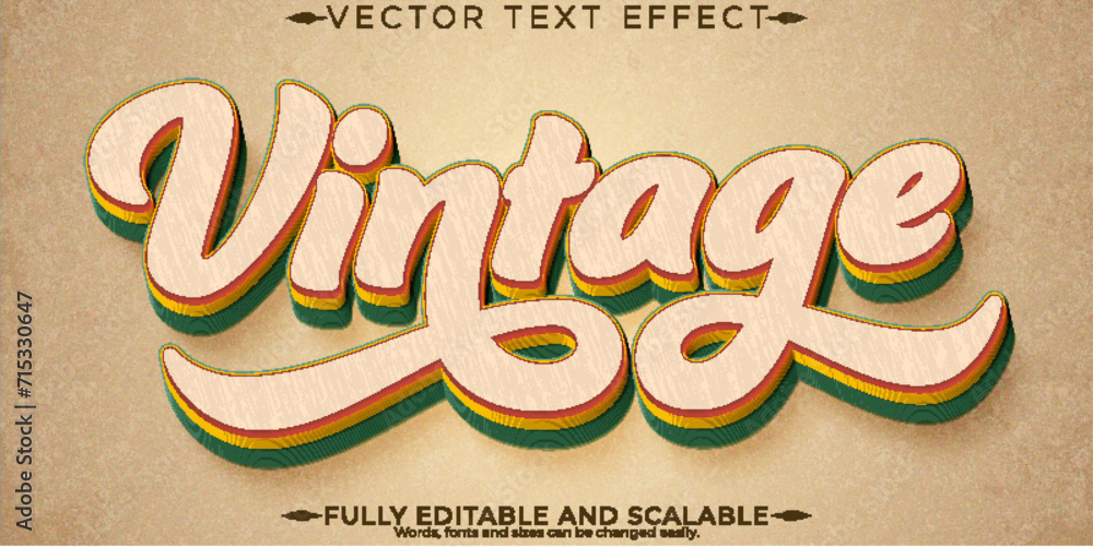 Nostalgia text effect, editable vintage and antique text style Stock ...