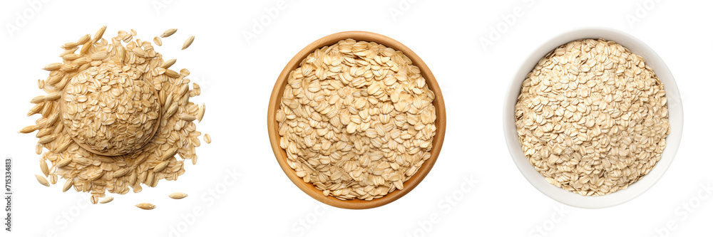Set of oats top view isolated on a transparent background Stock Photo ...
