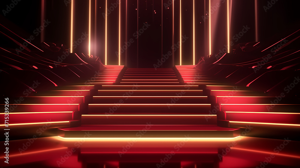 Red carpet staircase background, VIP entrance, night award ceremony ...