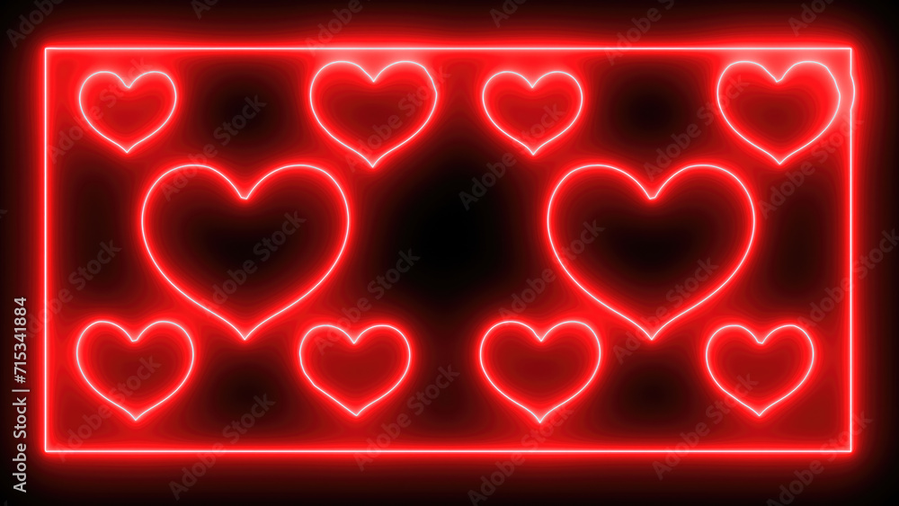 Heart on black background, Neon light heart wallpaper, glowing heart ...