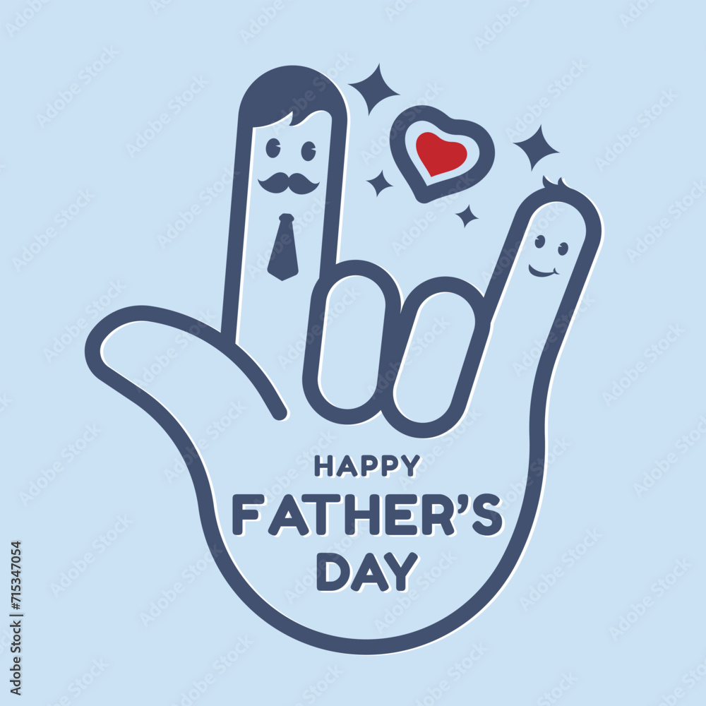 Vetor de Happy father's day - line love hand emoji with index finger is ...