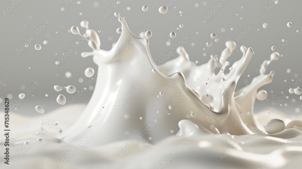 Splash of milk with clipping path. 3D illustration, milk, liquid, drink ...