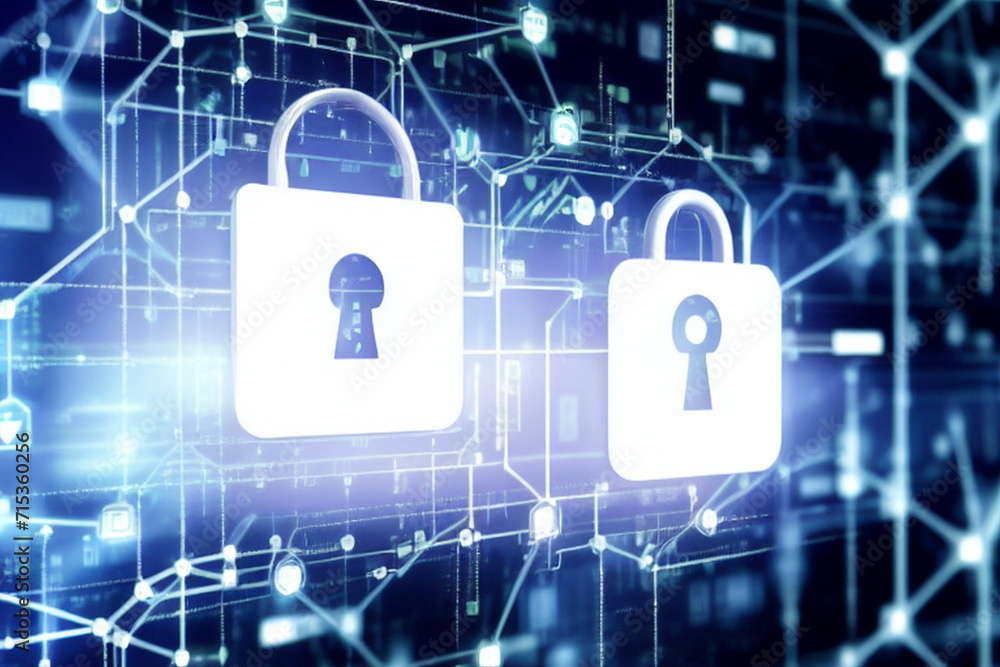 Motion graphic of Blue digital security shield logo and circle ...