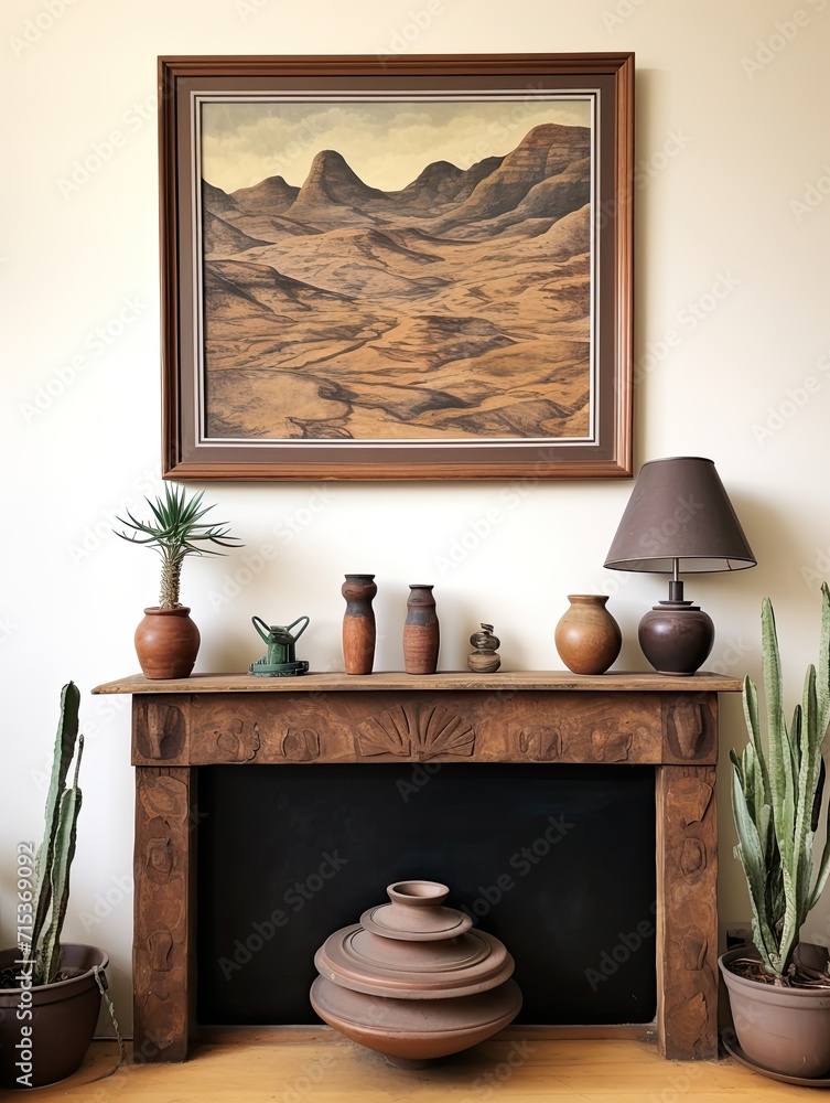 Ancient Desert Landforms Framed Landscape Print: Majestic Earth Tones ...
