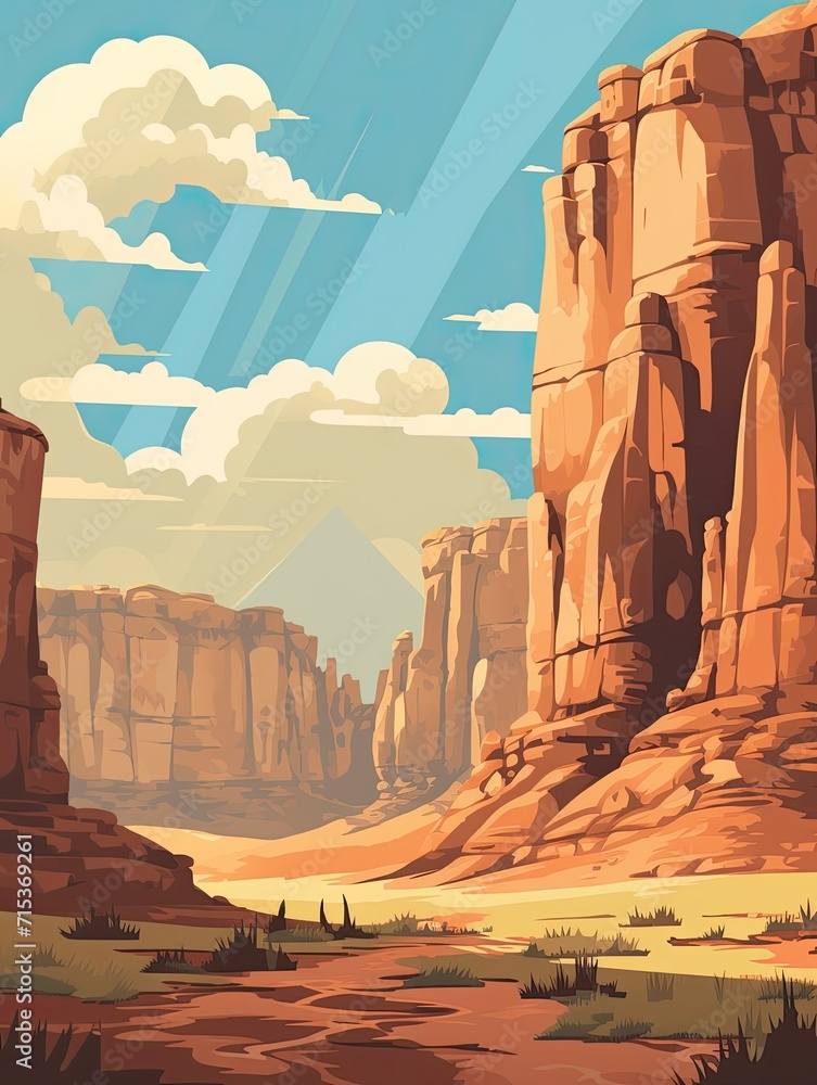 Iconic Desert Landmarks: Ancient Desert Landforms National Park Art ...