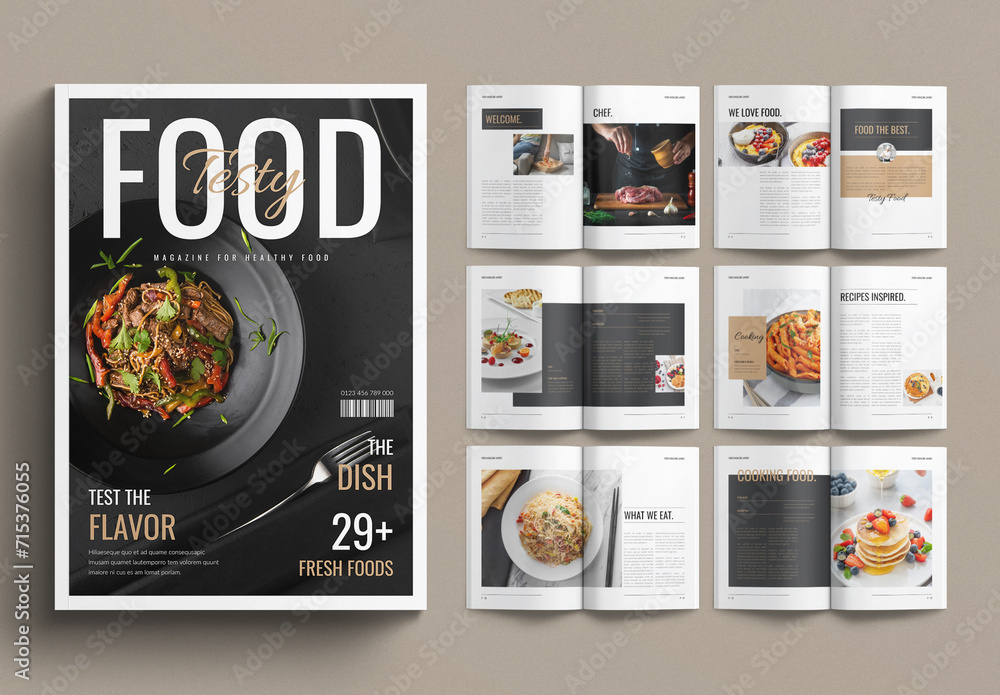 Testy Food Magazine Layout Design Template Stock Template | Adobe Stock