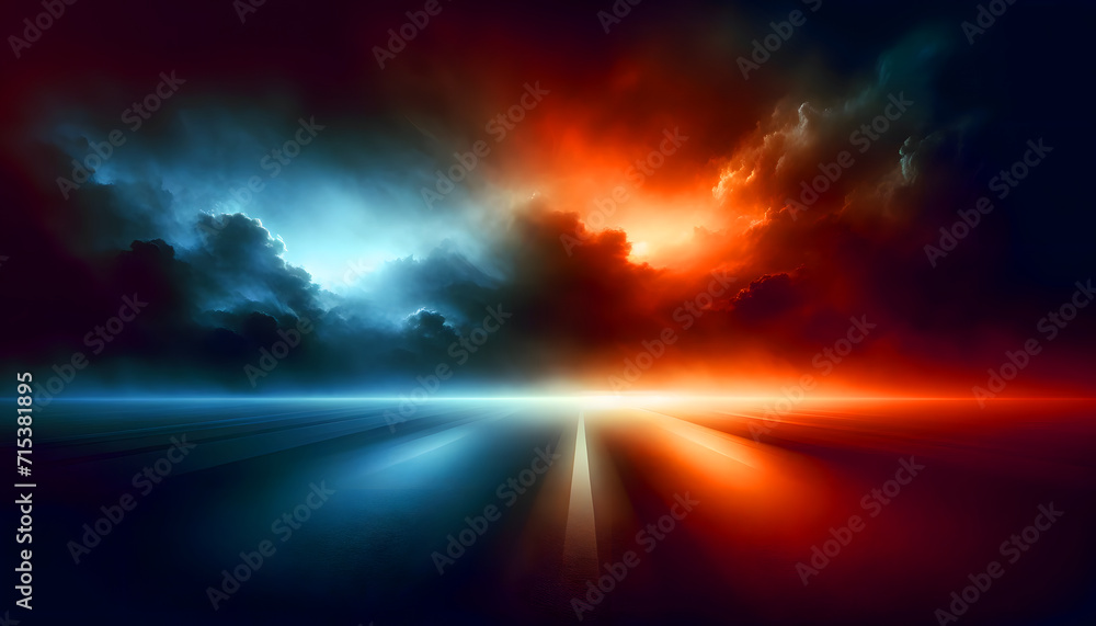 Fire and Ice background with fog, sunrise or sunset It vividly captures ...
