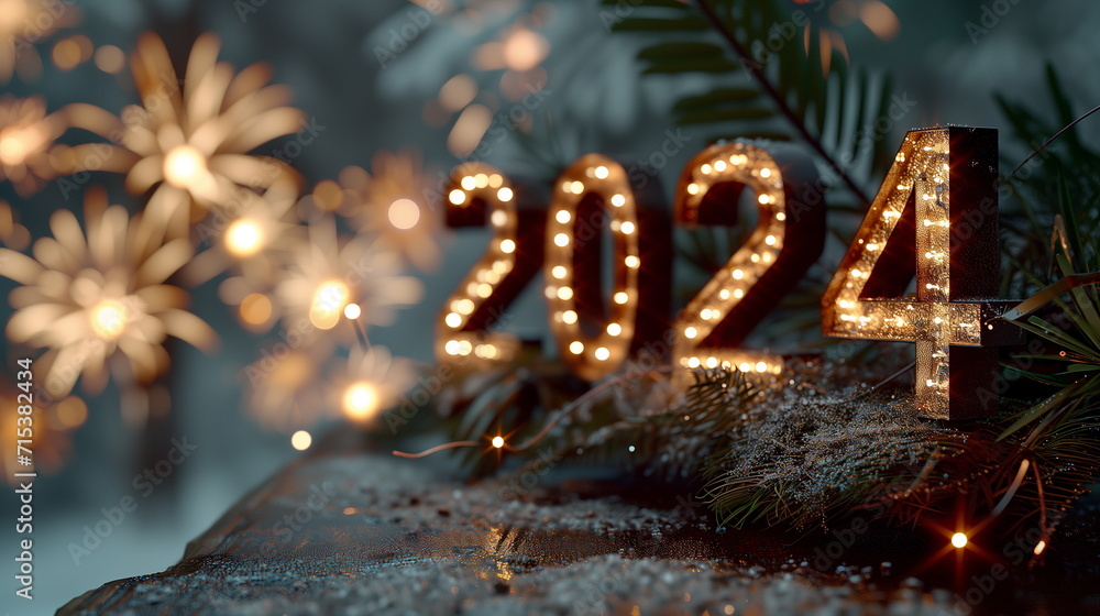 New Year 2024 background with fireworks and the letters 2024 wallpaper ...
