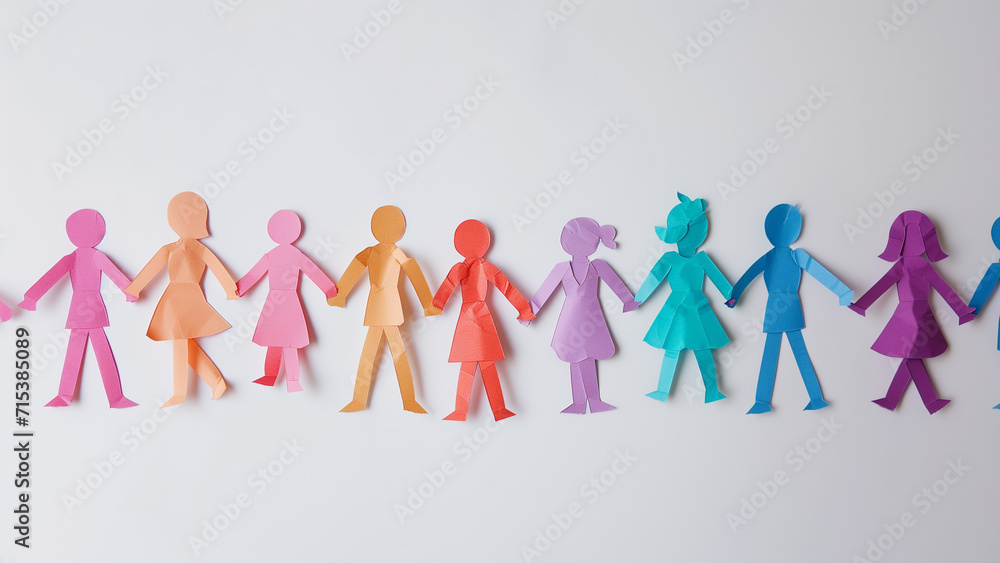 Unity in Simplicity: Paper People Holding Hands Stock Illustration ...