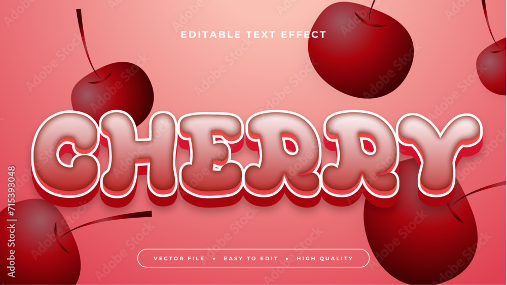 Red pink and white cherry 3d editable text effect - font style. Fresh ...