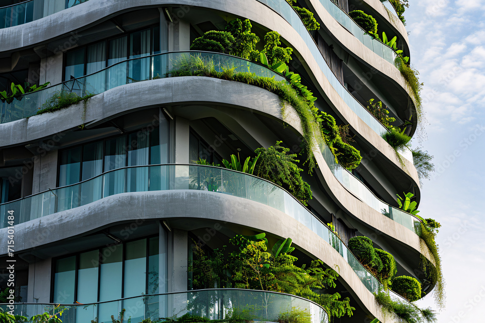 Sustainable green building. Eco-friendly building. Sustainable glass ...