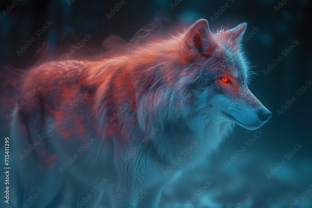 Wolf. Portrait of a wolf. Infrared colors. Wildlife, wolf portrait with ...