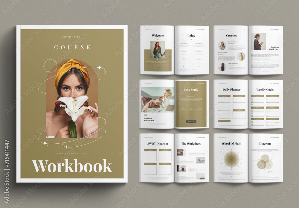 Course Workbook Layout Design Template Stock Template | Adobe Stock
