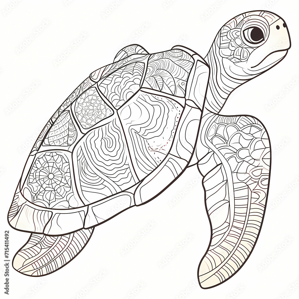 Drawing Zentangle Turtle For Coloring Page, A Drawing Of A Turtle Stock ...