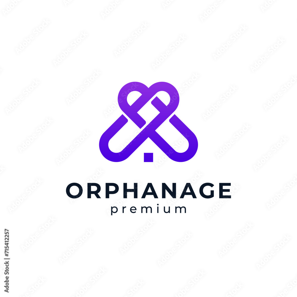 simple home and love for social, childcare, charity and orphanage logo ...