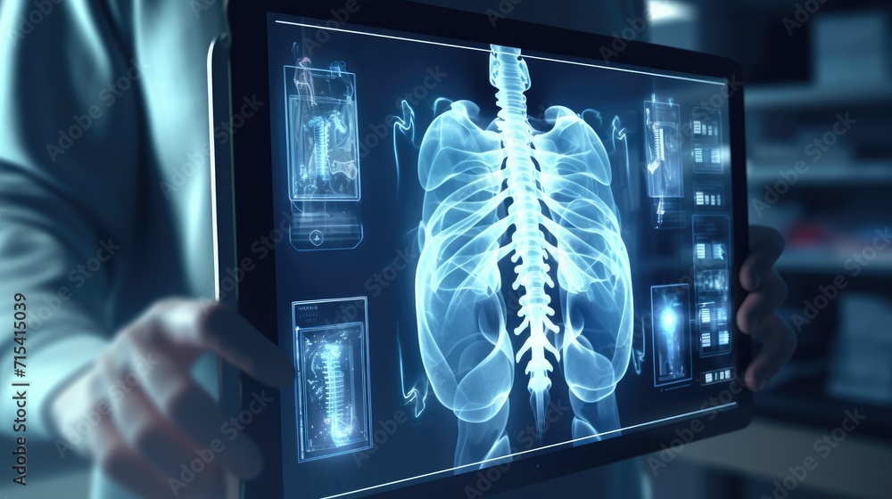 X-rays view scan of human body organ anatomy. Medical check up scanner ...