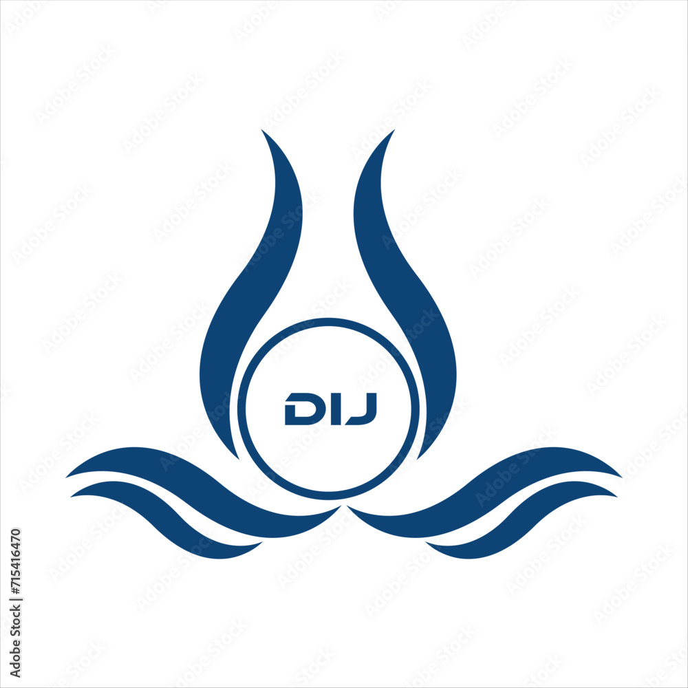 DIJ letter water drop icon design with white background in illustrator ...